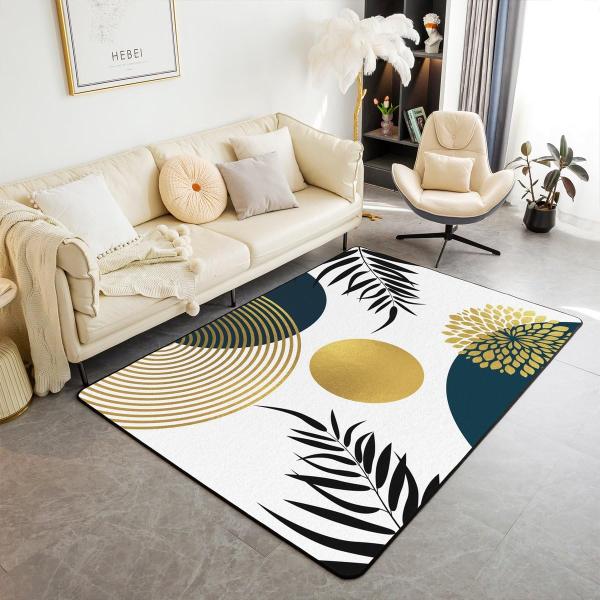 商品名:  Erosebridal Navy Blue Gold Mid Century 6'6" X 4'11" Living Room Rugs, Modern Boho Abstract Geometric Area Rug, Min...