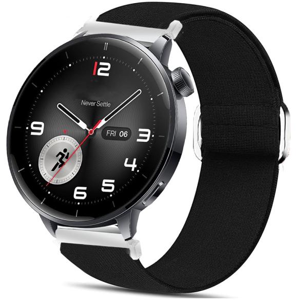 商品名: Lamshaw OnePlus Watch 3 43mm用バンド、ストレッチエラスティックナイロン調節可能な交換用ストラップアクセサリー OnePlus Watch 3 43mmに対応 (ブラック、18mmサイズのバンド) Lam...