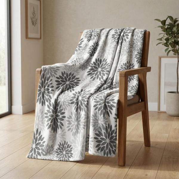 商品名: Horaldaily ブラックグレー ダリア ピナタ フランネル ブランケット ひざ掛け 秋冬 フローラル ソフト ファジー フラシ天 快適 フリース ブランケット カウチ ソファ ベッド くつろぎ用 子供 大人 自分への理想的な...