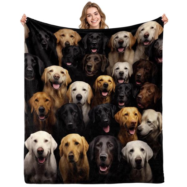 商品名: ラブラドールレトリバーギフトブランケット 犬愛好家 ラブラドール犬スローブランケット かわいい犬 動物 ギフト ブランケット 男の子 女の子 誕生日 クリスマス ゴールデンブラック ラブラドール装飾 ソファベッドチェア用 50イン...