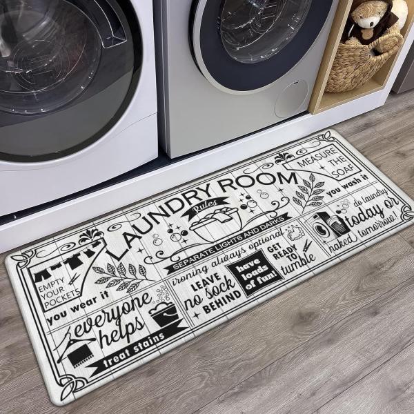 商品名:  Laundry Room Rules Rug - Farmhouse Kitchen Floor Mat -Laundry Room Rug- Runner Decor -Washable Floor Carpet for Wa...