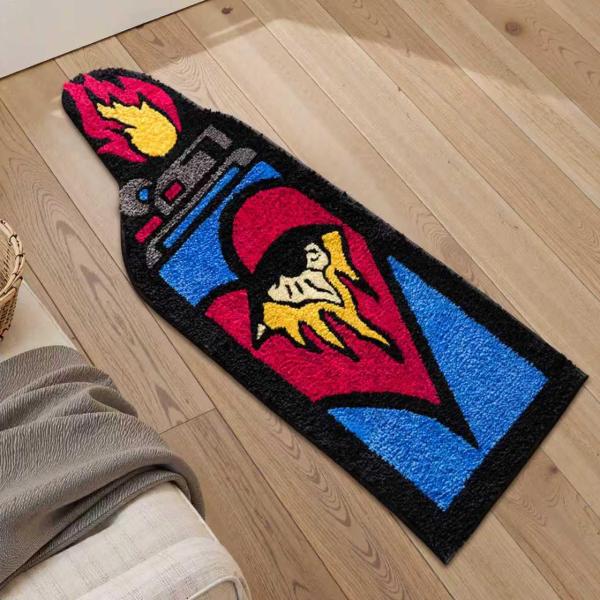 商品名:  Isyorefam Blue Lighter Tufted Rug for Bedroom, Fluffy Abstract Cartoon Fire Bathmat Cool Mat Soft Carpet, 31.5"x9....