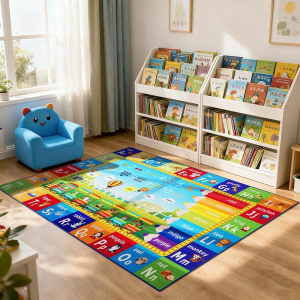 商品名: Mejorug 3x5 子供用教育ラグ プレイルーム教室寝室用 ABC、数字、色、季節、動物の言葉を学ぶエリアラグ 滑り止め洗えるプレイマット カーペット 保育園 幼児部屋の装飾用 Mejorug 3x5 Kids Educati...