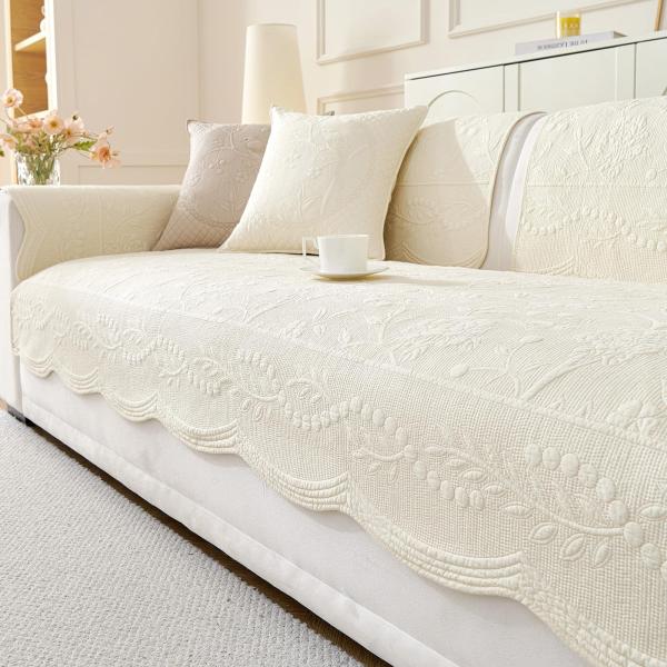 商品名:  vctops Boho Cotton Quilted Couch Covers for Dogs, Floral Embroidery Scalloped Sofa Covers for Pet Washable, Modern...