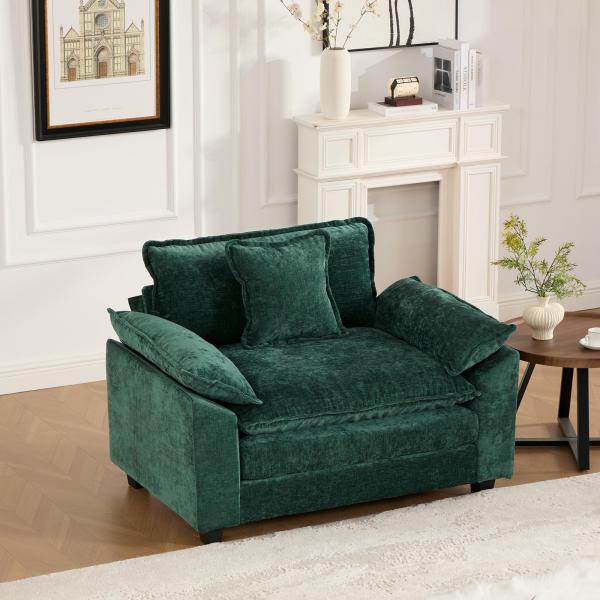商品名:  46.4" Oversized Single Cloud Sofa Couch, Green Modern Large Sectional Couches for Living Room, Chenille Fabric Mod...