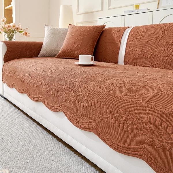 商品名:  vctops Fall Cotton Quilted Couch Covers for Dogs, Floral Embroidery Scalloped Sofa Covers for Pet Washable, Modern...