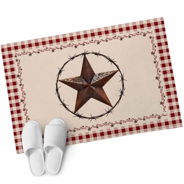 商品名:  Area Rug 2x3 ft Barn Star Farmhouse Floor Carpets Indoor Low Pile Anti-Slip TPR Back Area Mat Cashmere Rugs for Li...