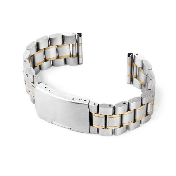 商品名:  4pcs Stainless Steel Watch Band with Straight End Solid Links Foldover Clasp Push Button Quick Release Replacement...