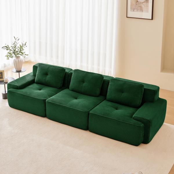 商品名:  RENDGO 115" Boneless Couches for Living Room,Corduroy Modular Sectional Sofa,Oversized 3-Seater Cloud Couch with D...