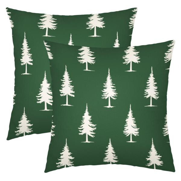 商品名: aportt グリーン ホワイト パインツリー 枕カバー 18×18インチ クリスマス ツリー ニュートラル 素朴な森 装飾枕カバー 2枚セット 冬 クリスマス ホリデー ファームハウス スローピロー クッション ソファ カウチ ...