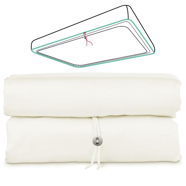 商品名: CieloCloud ボックスシーツ デュアルロックシステム(ツイン、ホワイト) Twin Fitted Sheet Only with Drawstring and 360° Elastic Strap for Tight Fi...