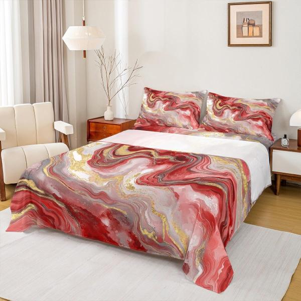 商品名: Erosebridal マーブル グレイン ベッドシーツセット メンズ レディース クラシック シンプル モダン シーツセット クイーン ミニマリスト パッチワーク スタイル シーツ 水彩 グラデーション 絞り染め トップシーツ ...