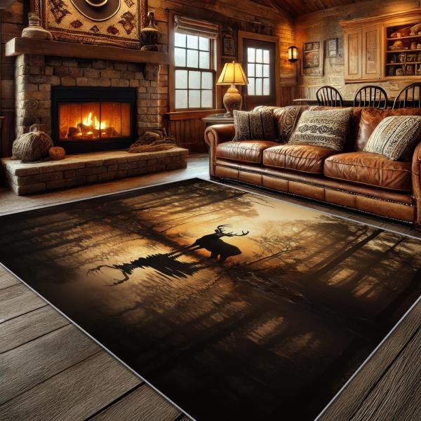 商品名:  Aquailis Deer Rugs for Living Room - 8x10 Rug, Forest Wildlife Rug for Living Room, Woodland Elk Washable Rugs for...