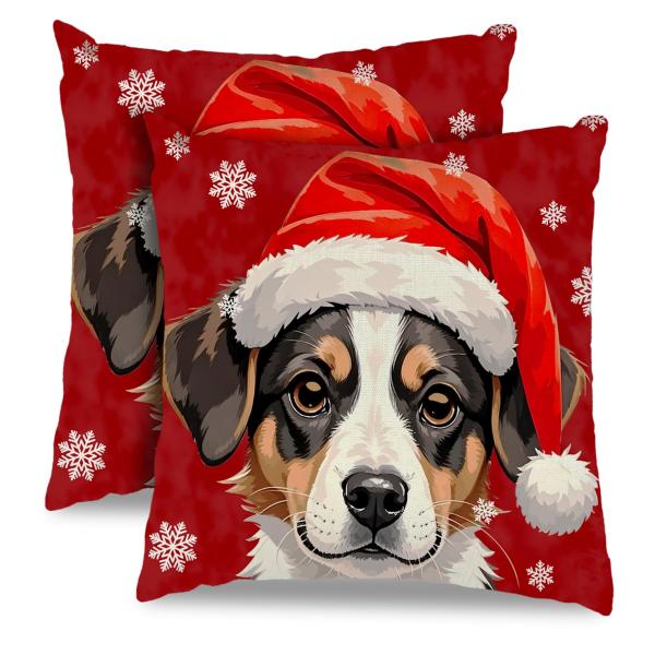 商品名: kaiwern クリスマス 犬 枕カバー 2枚 18x18インチ、レッド クリスマス 枕カバー かわいい 動物 クッションカバー 冬 屋外 屋内 ホーム リビング ソファ 寝室 装飾 kaiwern 2Pcs Christmas ...
