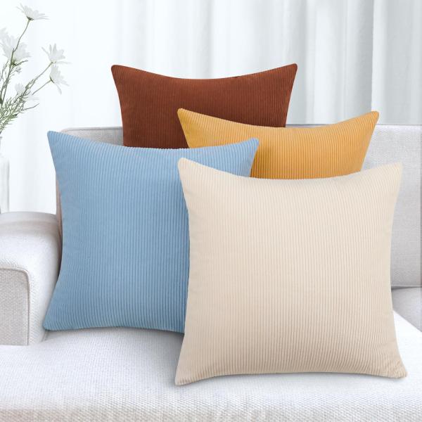 商品名: KENOBE クッションカバー 4枚セット 16x16インチ モダン 北欧 クッションカバー ソフト コーデュロイ クリスマス ホームデコレーション カウチベッド、ソファ、リビングルーム、農家用 ボヘミアンスタイル クッションカバ...