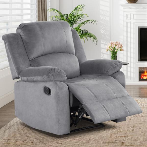 商品名:  HAOMARKETS Classic Manual Recliner Chair for Adults, Soft Fabric Recliners with Overstuffed Backrest, Single Recli...