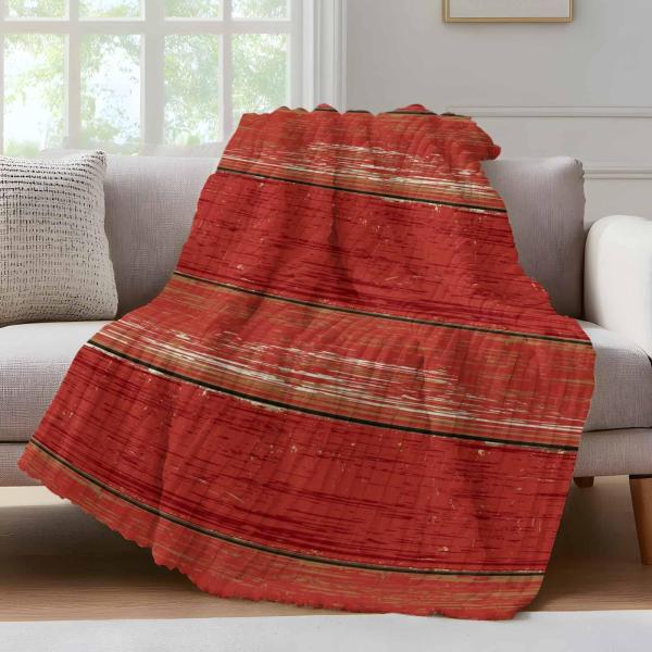 商品名:  Vintage Farmhouse Fleece Throw Blanket for Couch Abstract Red Wood Grain Texture Bed Throws Super Soft Warm Cozy P...