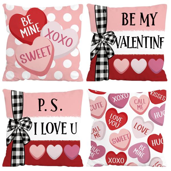 商品名:  FUTBU Be My Valentine Throw Pillow Covers, 18 x 18 Inch Valentines Stripes Wedding Cushion Case Decoration for Sof...