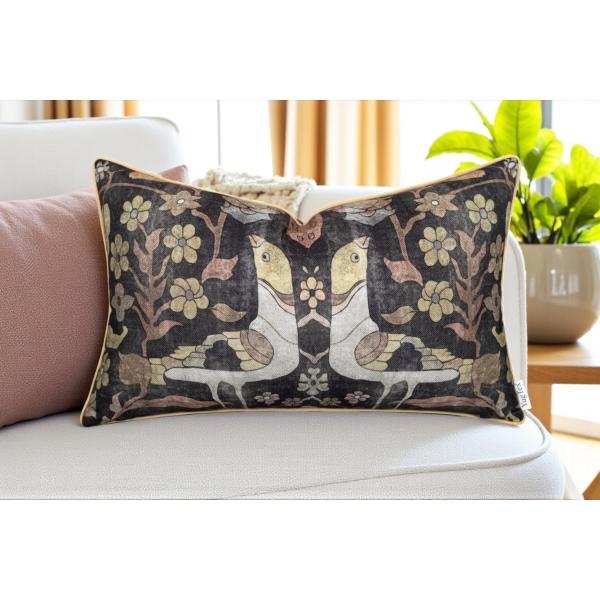商品名: YugTex Chirpy プリント装飾腰部アクセントスロークッションカバー - リビングルーム、ソファ、椅子、パティオ、車、バルコニー、ベンチ、ポーチ、保育園、オフィス、寝室の装飾 - 12x20インチ YugTex Chirp...