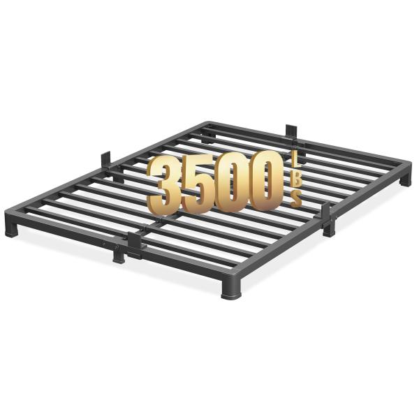 商品名: NKZ クイーンプラットフォームベッドフレーム 4インチ 頑丈な金属製ロープロファイルベッドフレーム ラウンドコーナー脚付き 耐荷重3500ポンド 強化フレーム ボックススプリング不要 ノイズフリー 組み立て簡単 NKZ Quee...