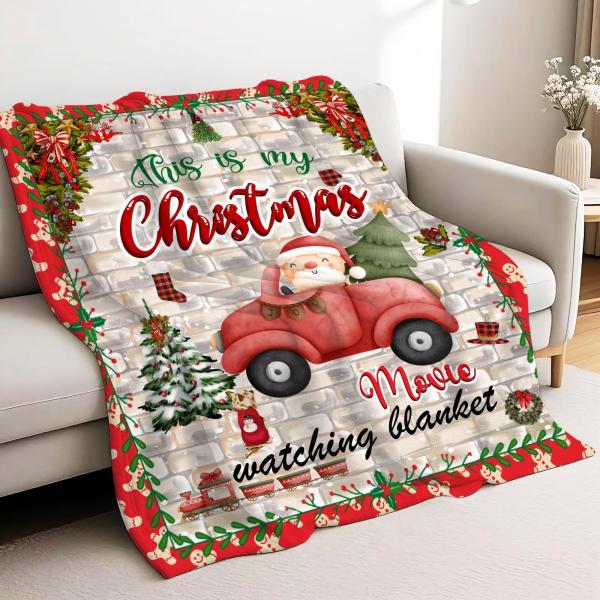商品名:  This Is My Christmas Movie Watching Blanket, 50"x40"Santa Xmas Truck Plush Gifts for Kids Tree Snowman Throw Blank...