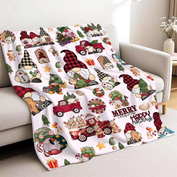 商品名:  Christmas Gnome Blanket, 50"x40"Gnomes Plush Gifts for Kids Santa Xmas Truck Tree Snowman Throw Blanket for Girls ...