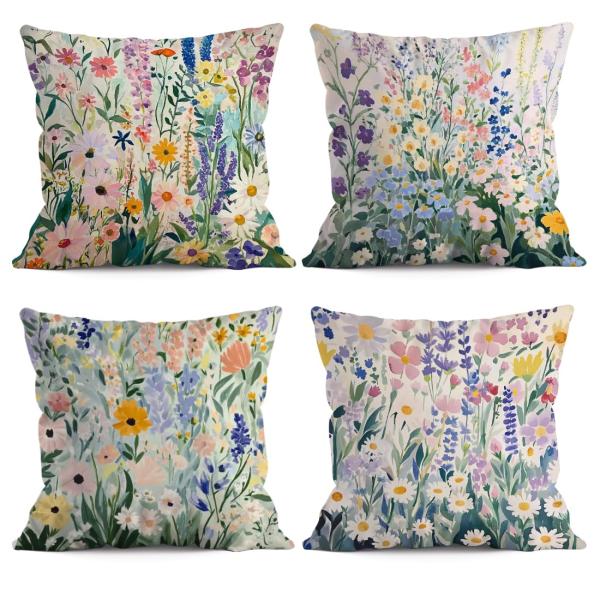 商品名: ORMAN スプリング枕カバー 18 x 18 ワイルドフラワー 枕カバー デイジー 装飾 クッションケース カウチ ソファ ベッドルーム リビングルーム アウトドア ORMAN Spring Pillow Covers 18 x...