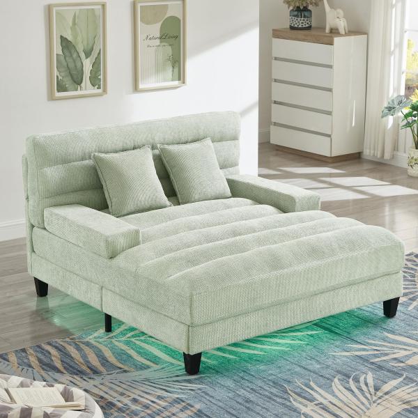 商品名:  Harper &amp; Bright Designs Modern Chaise Lounge Sofa 57.1" Sofa Bed Chenille Upholstered Lounge Sofa Chair with A...