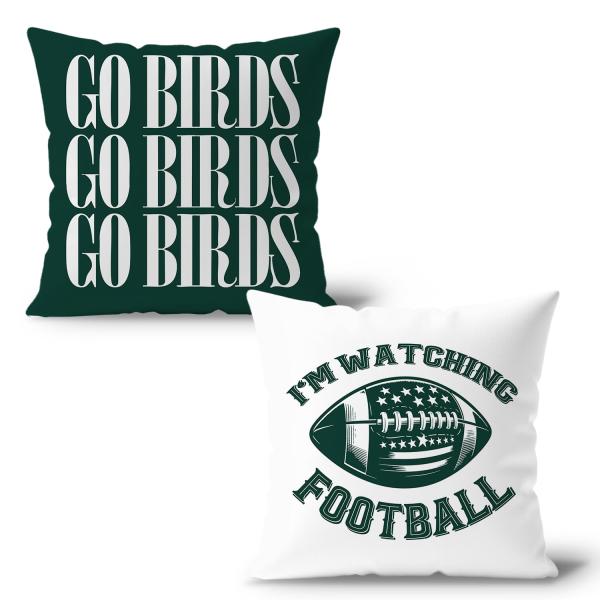 商品名: DENDOFENGE Go Birds フットボール 枕カバー 18x18、I' M Watching フットボール 枕カバー 部屋 装飾 リビングルーム ベッドルーム カウチ ソファ、フットボールファン、選手、恋人へのギフト、男...