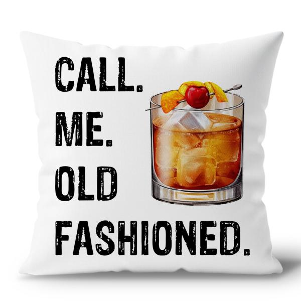 商品名: DENDOFENGE オールドファッションドピローカバー 18x18、面白い引用 Call Me Old Fashioned 枕カバー カウチ用 ウィスキーバーボン装飾 ホームルームソファ用 ウイスキー愛好家へのギフトに DEND...