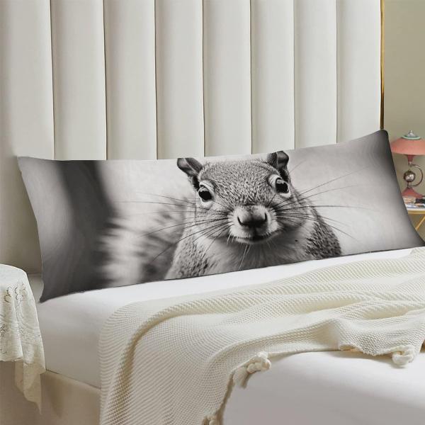 商品名:  Body Pillow Cover 20x54 Soft Breathable Pillowcase Hidden Zipper Cozy Protector Microfiber Light Gray Squirrel Lon...
