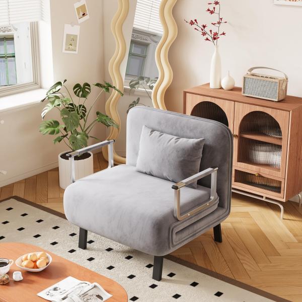 商品名:  TANGURD 55″ Tri-Folding Queen Sleeper Sofa, Velvet Loveseat with Adjustable Backrest ? Convertible Sofa Bed for Ad...