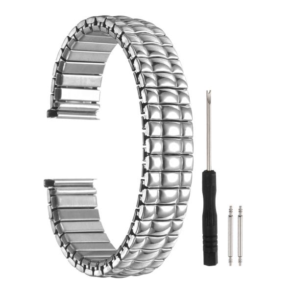 商品名: HARFINGTON (ハーフィントン) 拡張時計バンド 16mm ステンレススチール ストレッチウォッチストラップ スプリングバー取り外しツール付き 男女兼用 金属交換用時計バンド シルバー HARFINGTON Expansi...