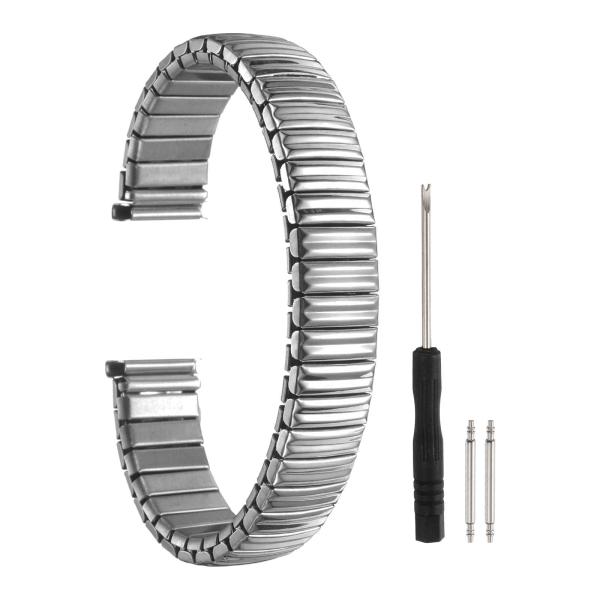 商品名: HARFINGTON (ハーフィントン) 拡張時計バンド 14mm ステンレススチール ストレッチウォッチストラップ スプリングバー取り外しツール付き 男女兼用 金属交換用時計バンド シルバー HARFINGTON Expansi...