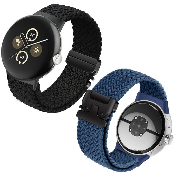 商品名: Zspoly ナイロン編組バンド 2本パック Google Pixel Watch 4/3 /2/1 41mm 45mmバンドに対応 伸縮性 通気性 スポーツウォッチストラップ 男女兼用 - アップグレードされたパラシュートバック...