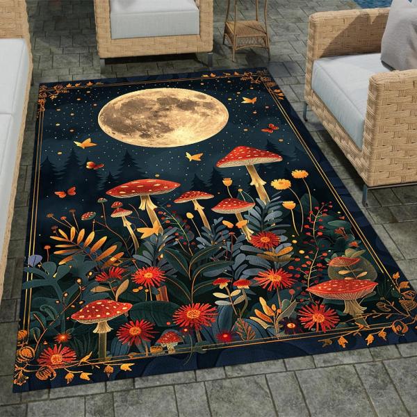 商品名:  Fantasy Mushroom Forest Rug for Home D〓cor? Moonlight Soft Non-Slip Carpet for Bedroom, Living Room, or Bathroom (...