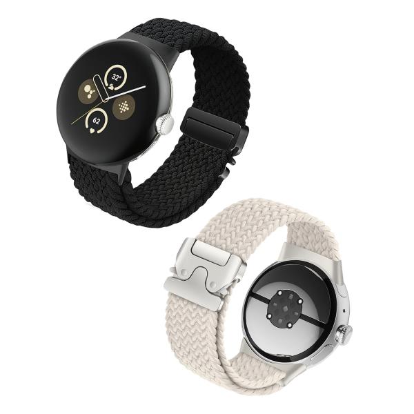 商品名: Zspoly ナイロン編組スポーツバンド 2本パック Google Pixel Watch 4/3 /2/1 45mmバンドに対応 ソフトで通気性のある41mm 腕時計ストラップ 男女兼用 - 金属製パラシュートバックル交換用時計...