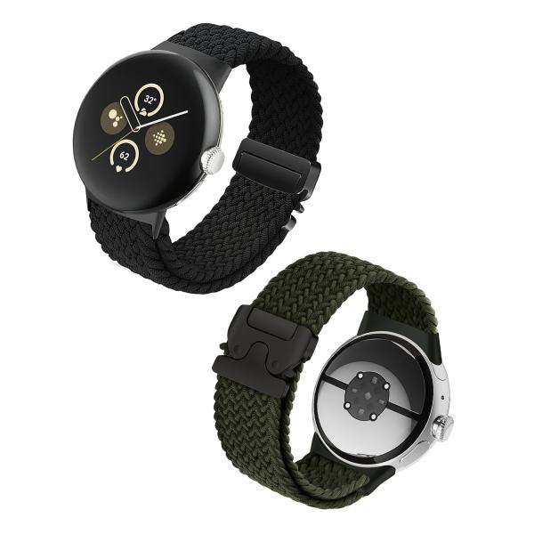 商品名: Zspoly ナイロン編組バンド 2本パック Google Pixel Watch 4/3 /2/1 41mm 45mmバンドに対応 伸縮性 通気性 スポーツウォッチストラップ 男女兼用 - アップグレードされたパラシュートバック...