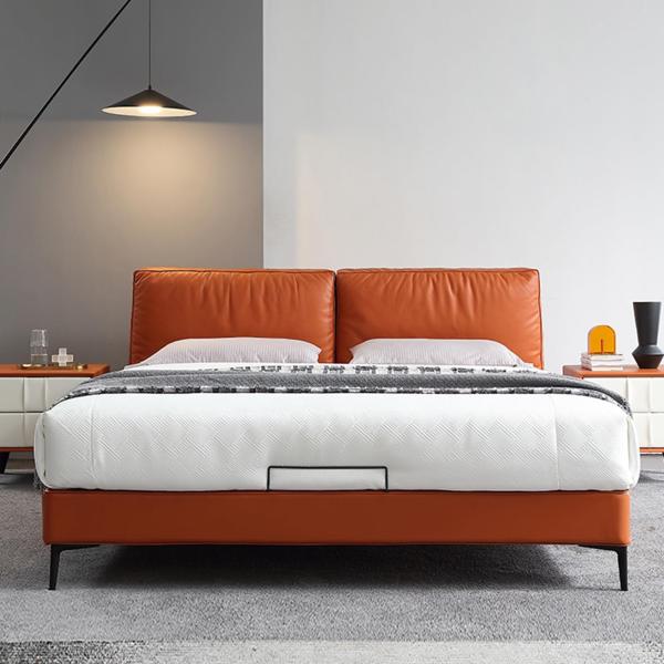 商品名:  LSIGHTUS Modern Simple Full Size Genuine Leather Bed with Headboard and Storage Drawers Storage Platform Bed Frame...