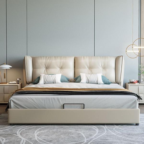 商品名:  LSIGHTUS Modern Minimalist Full Size Bed Set Storage Platform Bed Frame with Wooden Slats Wingback Headboard and L...