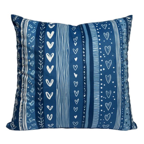 商品名:  WEPTIV Navy Blue Boho Throw Pillow Covers 18x18 - Soft Velvet Decorative Cushion Case with Striped Heart Pattern -...