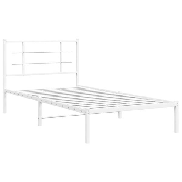 商品名:  Pemberly Row Powder-Coated Steel Single Bed Frame, White Finish, Rectangular Design with Headboard, 41.3 x 78.5 x ...