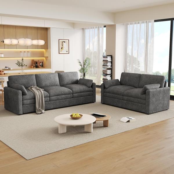 商品名:  Harper &amp; Bright Designs 2-Piece Chenille Fabric Upholstered Sofa Set with Oversized Comfy Cloud 3-Seater Couch...