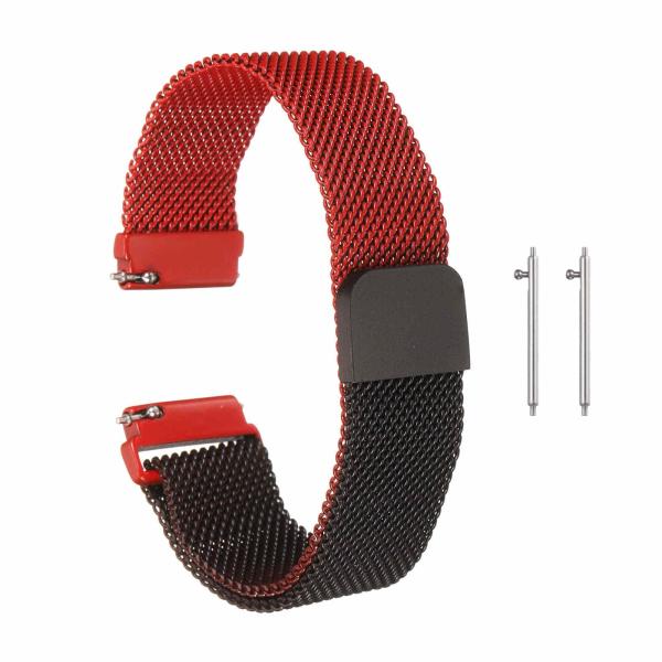 商品名: HARFINGTON ステンレススチールメッシュ腕時計バンド 16mm クイックリリースメタル交換用時計ストラップ 磁気バックル付き 男女兼用 ブラックレッド HARFINGTON Stainless Steel Mesh Wat...