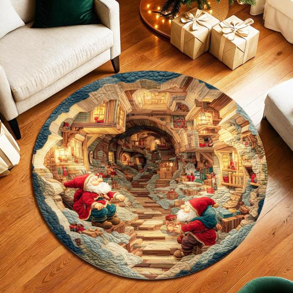 商品名: クリスマス3Dラグ、カスタム3D効果プリントノームクリスマスラウンドラグ、寝室リビングルーム屋内装飾、玄関ラグラウンドカーペットホリデー屋内エントランス(ノーム1) Christmas 3D Rug, Custom 3D Effe...