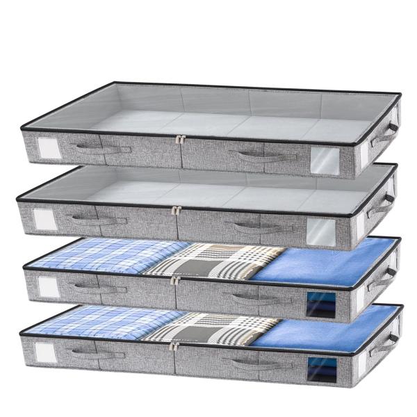 商品名: combocube ベッド下ストレージコンテナ 4.5インチ 薄型ベッド下衣類収納ボックス 頑丈なサポート付き 積み重ね可能 折りたたみ式クローゼットオーガナイザー ブランケット/掛け布団/セーター用収納ボックス combocub...