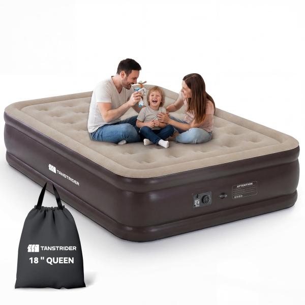 商品名:  TANSTRIDER Queen Air Mattress with Built in Pump,18" Raised Blow up Air Bed,3 Mins Quick Self-Inflation/Deflation,...