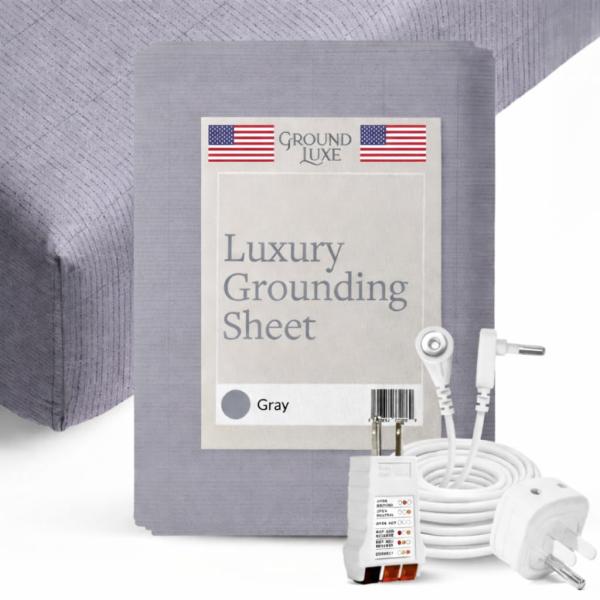 商品名: GroundLuxe ディープポケット 米国縫 フィットグラウンディングシート グレー キングサイズベッド用 GroundLuxe Deep Pocket (18 inch) Grounding Fitted Sheet-Sewn...