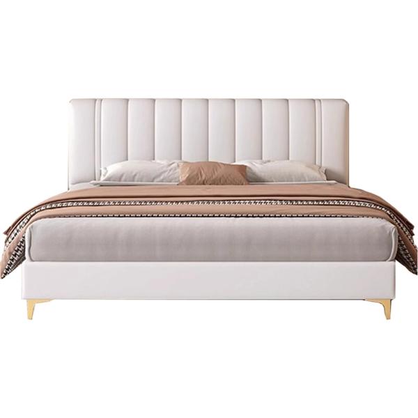 商品名:  LSIGHTUS Modern Full Size Genuine Leather Bed Set Upholstered Platform Bed Frame with Wooden Slats No Box Spring N...