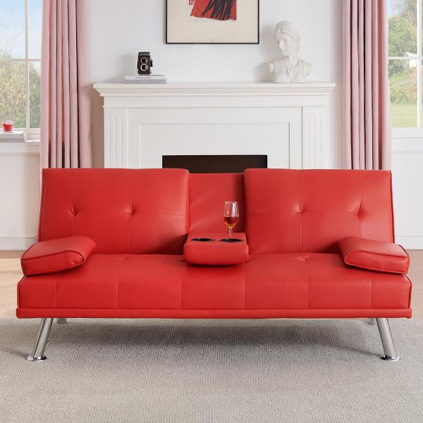 商品名:  Modern Futon Sofa Bed, 67 Inch Leather Convertible Futon Couch Loveseat Sleeper for Small Spaces,Comfy Folding Rec...